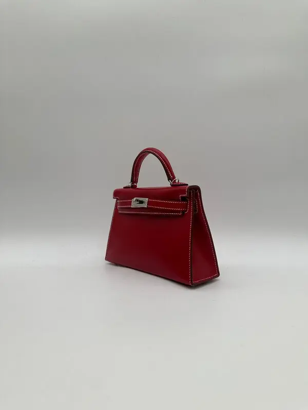 Hermès Mini Kelly Rouge Piment Box Leather - Red
