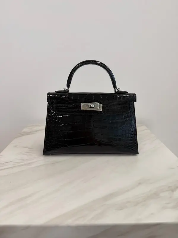 Hermès Mini Kelly Alligator Handbag - Black