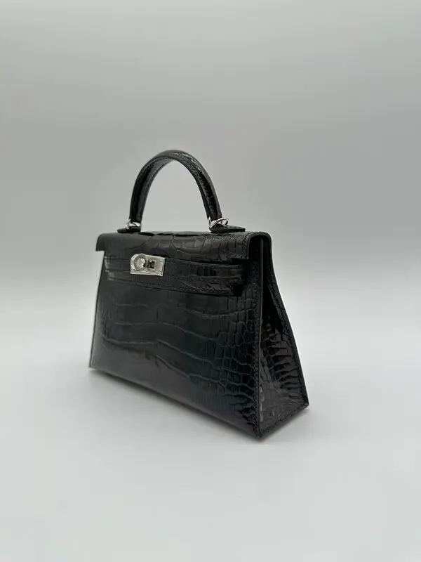 Hermès Mini Kelly Alligator Handbag - Black