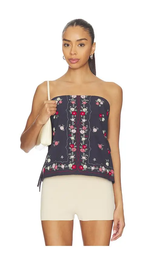 Free People Doily Days Tube Top - Navy Combo
