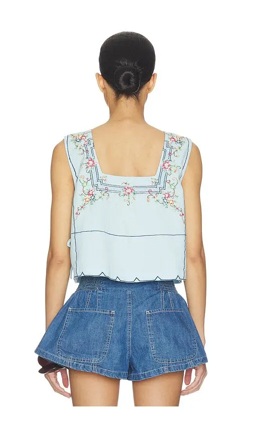 Free People Embroidered Twill Top