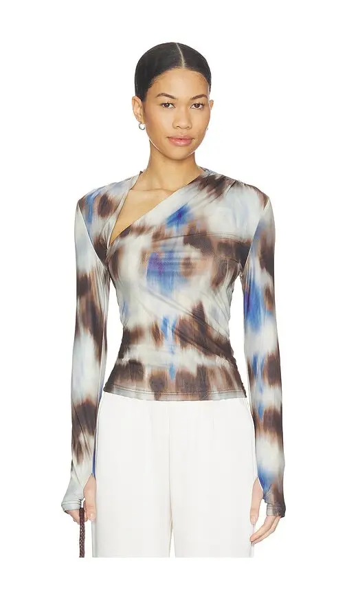 MADISON THE LABEL X Laury Mesh Top - Solune Print