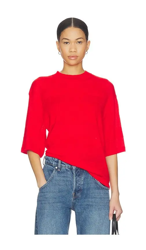 PISTOLA Featherweight Sweater Tee - Maraschino