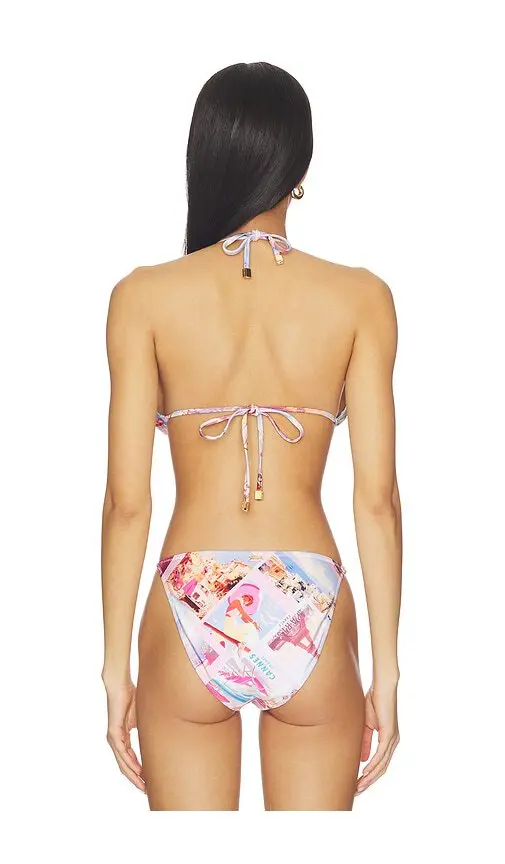 L'Agence Kristin Postcard Print Bikini Tri Slider Bra - Multi