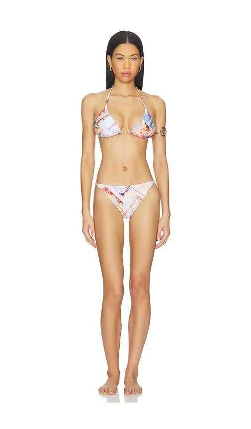 L'Agence Kristin Postcard Print Bikini Tri Slider Bra - Multi