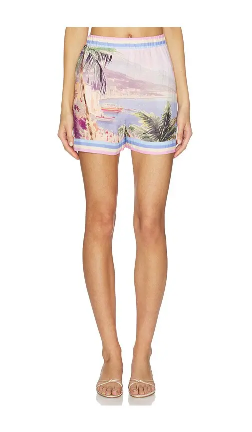 L'Agence Enyo Postcard Print Shorts - Multi