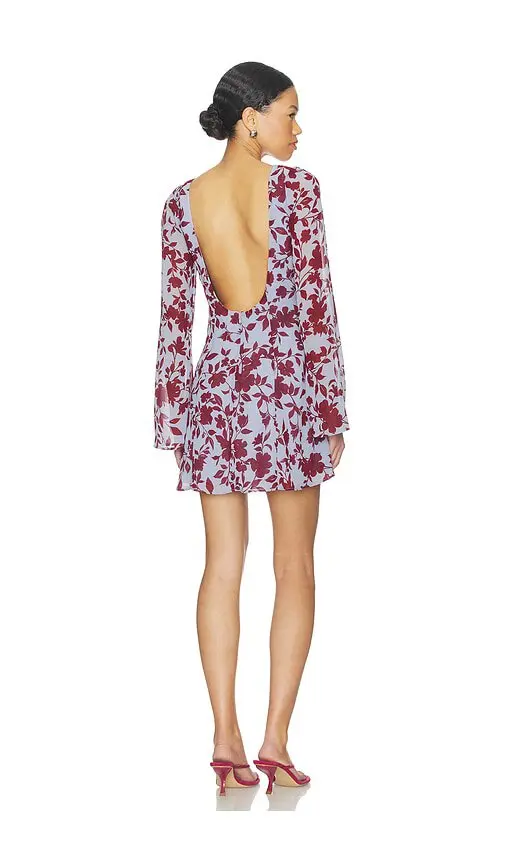 STONE COLD FOX X Jenna Mini Dress In Red,slate - Blue & Red Floral