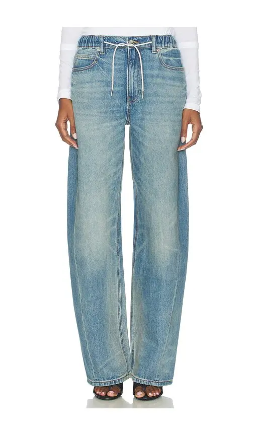 Alexander Wang Balloon Jogger Jeans With Crystal Drawcord - Tinted Medium Indigo