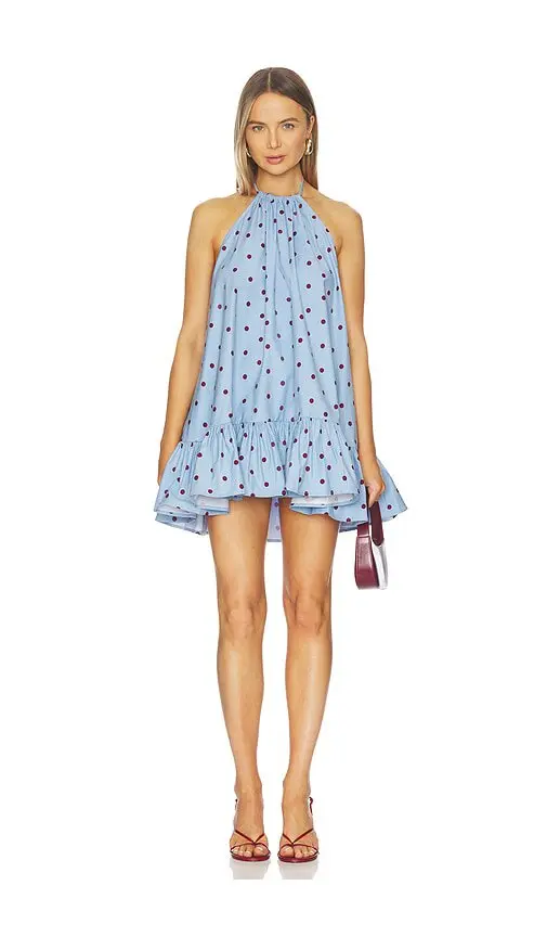 STONE COLD FOX X Florence Mini Dress In Blue - Blue Polka Dot