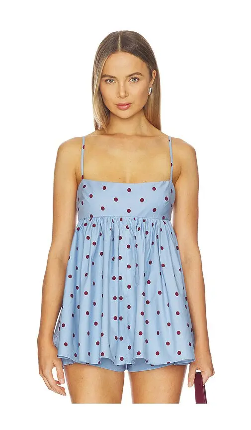 STONE COLD FOX X Florence Top In Blue - Blue Polka Dot