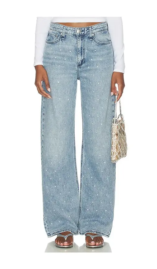 Rag & Bone Featherweight Logan Embellished Wide Jeans - Margo Jewel