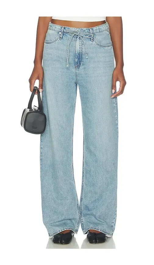 Rag & Bone Featherweight Phoebe Drawstring Wide Jeans - Everglade