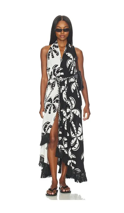 Farm Rio Graphic Palms Dress - Black & White