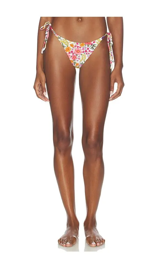 Farm Rio Banana Flowers Side Tie Bikini Bottom - Off White