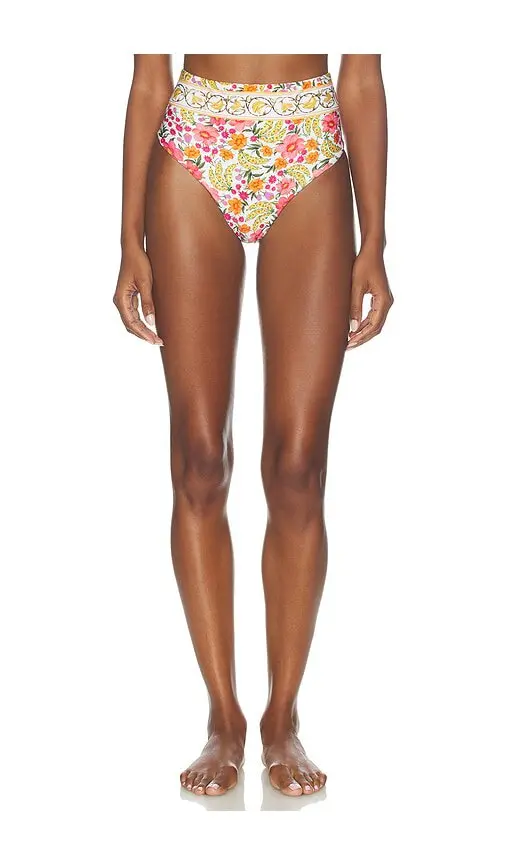 Farm Rio Floral High Waist Bikini Bottom - Off White