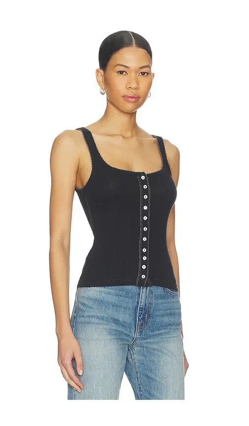 Free People End Game Pointelle Tank - Black