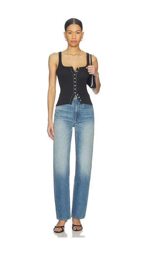 Free People End Game Pointelle Tank - Black