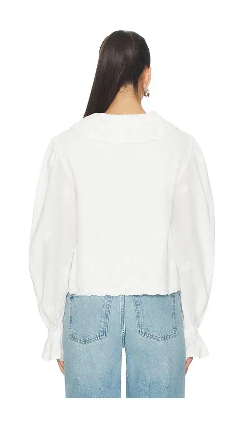 STONE COLD FOX X Abigail Embroidered Floral Cropped Blouse