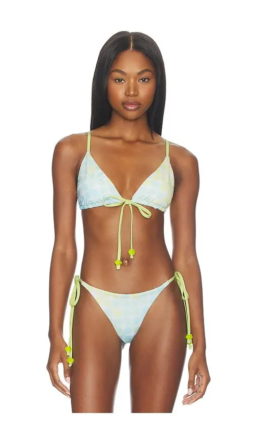 Casablanca String Beaded Bikini Top - Optic Drop