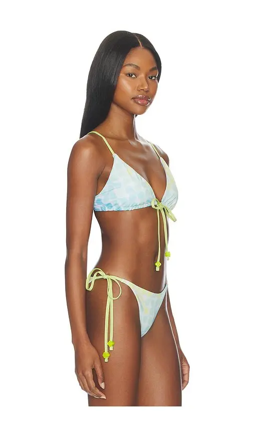 Casablanca String Beaded Bikini Top - Optic Drop