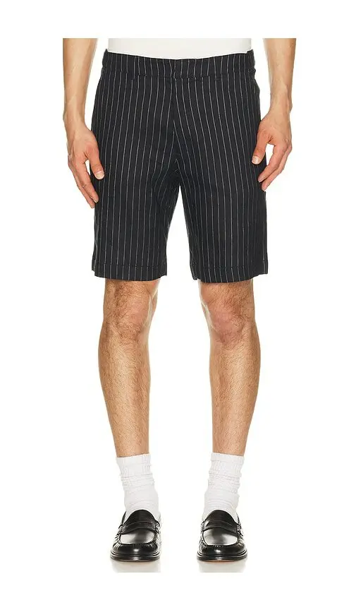 KHALHON Linen Blend Club Shorts With Pin Stripes