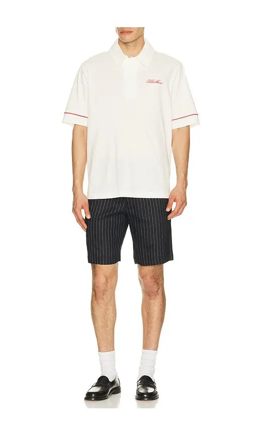 KHALHON Linen Blend Club Shorts With Pin Stripes