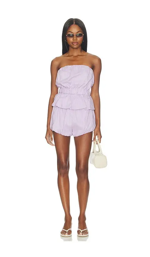 AEXAE Linen Bandeau Ruched Top