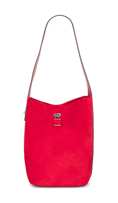 Tory Burch Suede Slim Bucket Bag - Toucan Red