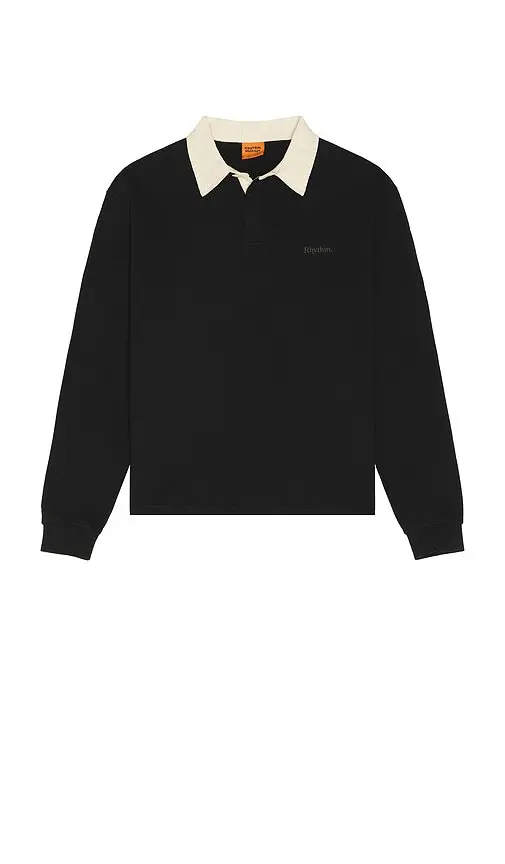 RHYTHM Vintage Rugby Polo In Black