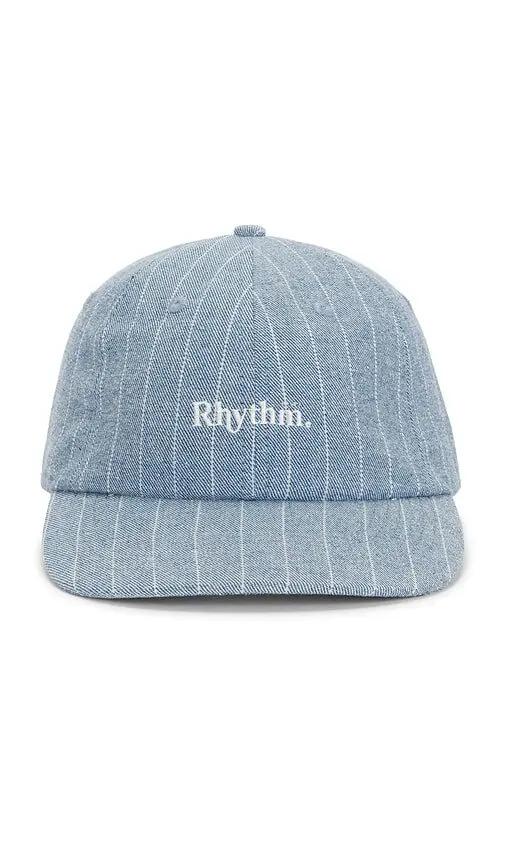 RHYTHM Essential Pin Stripe Denim Cap In Blue - Washed Indigo