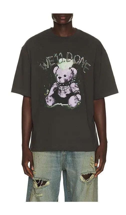 We11Done Punk Teddy T-shirt In Grey - Charcoal