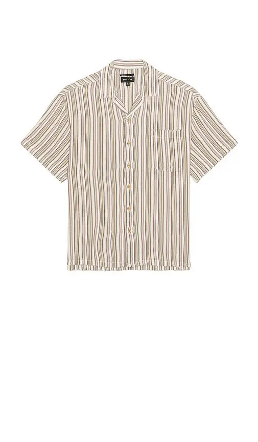 Brixton Bunker Twisted Stripe Woven Shirt In Wine,brown