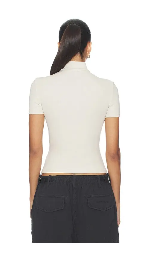 Alexander Wang Short Sleeve Rashguard Top With Mock Neck - Ivory