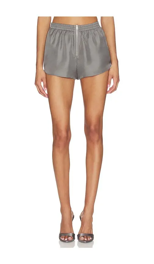 Alexander Wang High Rise Mini Track Short With Zip Front Detail - Steel Grey