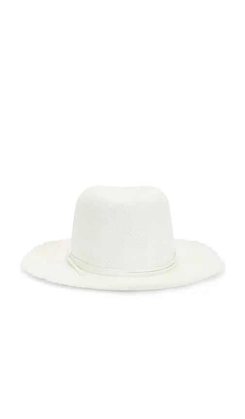 Hat Attack Fringed Pammy Panama Fedora Hat - Bleach & White