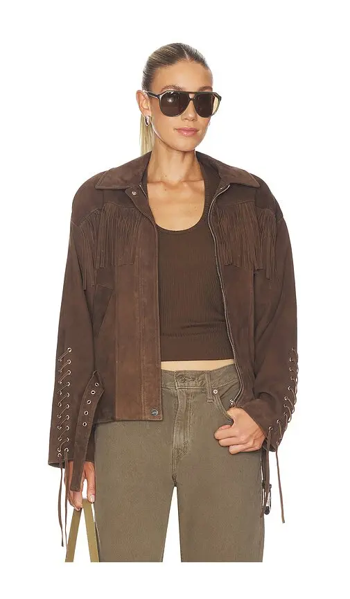 LAMARQUE Kyel Suede Jacket - Distressed Brown
