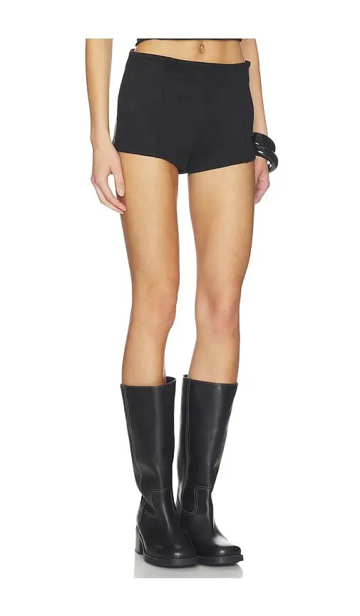Superdown Faux Suede Short - Black