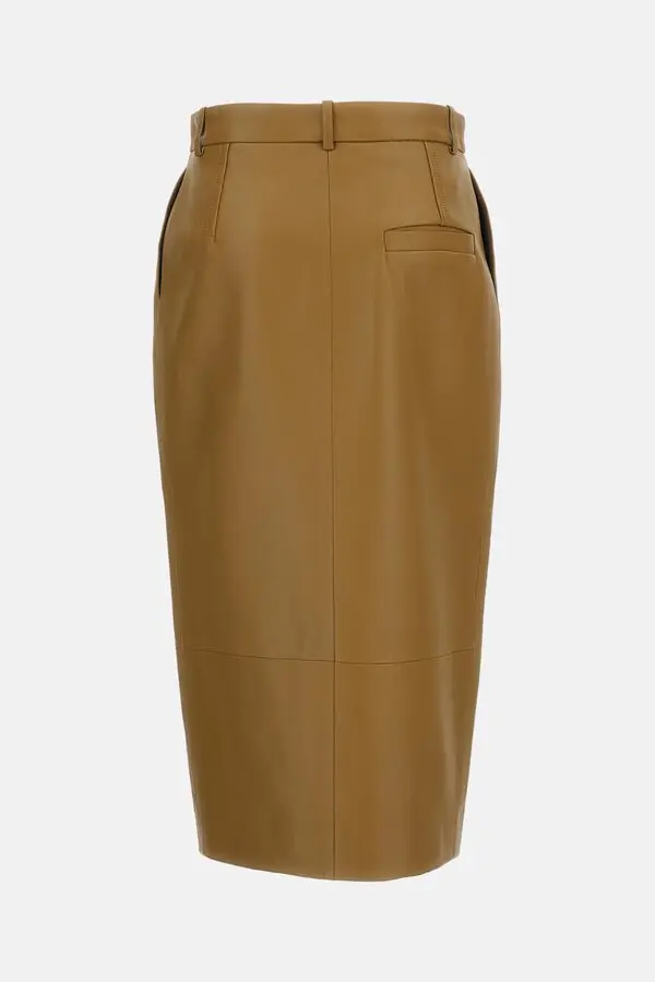 Khaite Anden Leather Midi Skirt