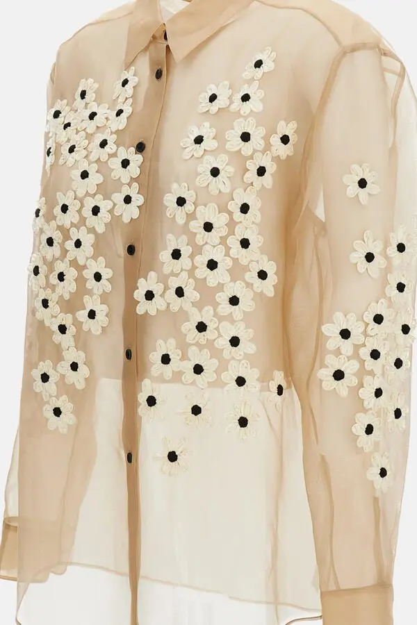 Khaite Argo Floral Appliqué Shirt - Beige