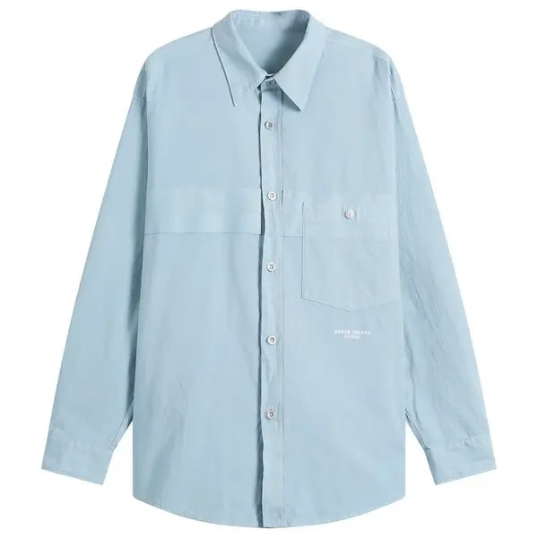 Stone Island Marina Cotton Nylon Panama Overshirt - Dust Blue