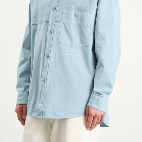 Stone Island Marina Cotton Nylon Panama Overshirt - Dust Blue