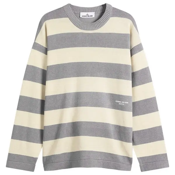 Stone Island Marina Striped Knit Jumper - Ivory Melange