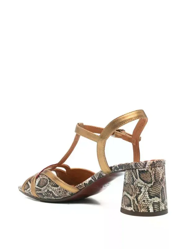 Chie Mihara Snakeskin T-strap Sandals