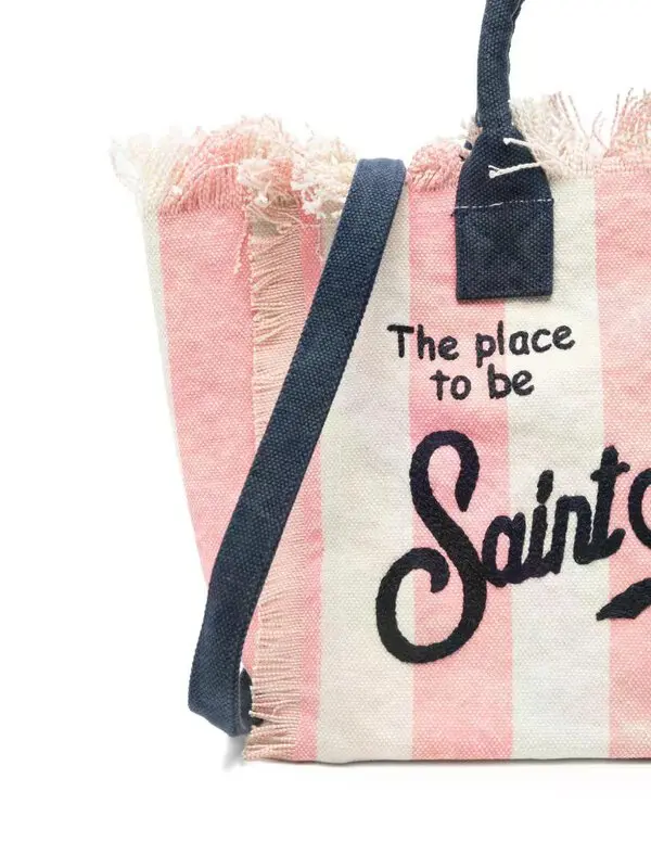 MC2 SAINT BARTH Stripe-pattern Frayed Tote Bag - Neutrals