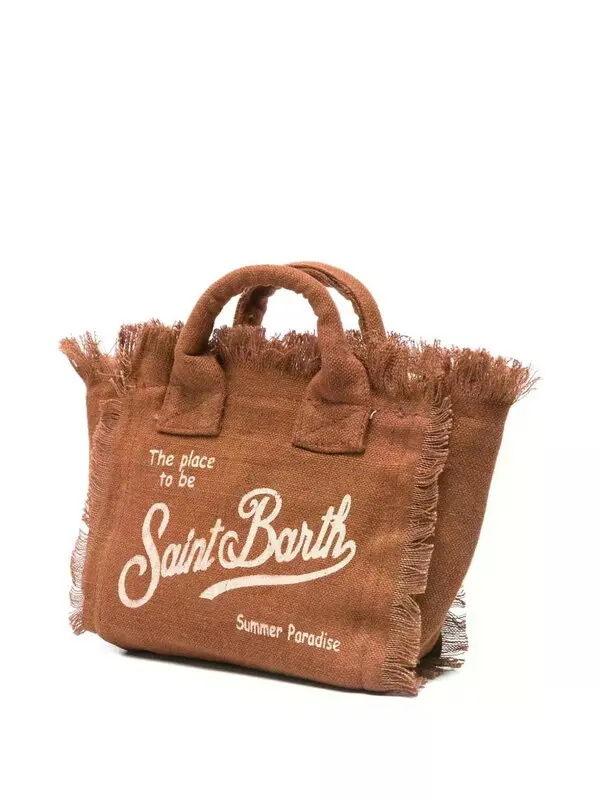 MC2 SAINT BARTH Mini Linen Frayed Shoulder Bag - Brown
