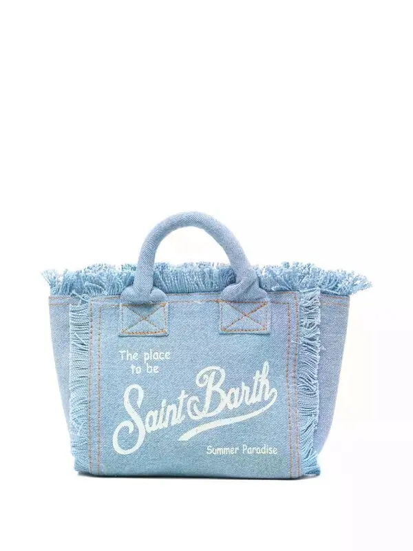 MC2 SAINT BARTH Mini Frayed Logo-print Tote - Blue
