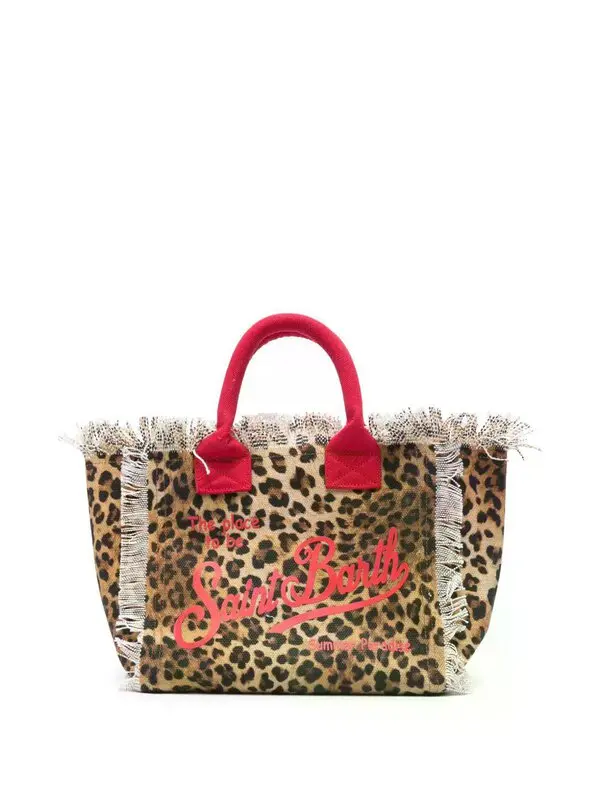 MC2 SAINT BARTH Leopard-print Frayed Tote Bag - Neutrals