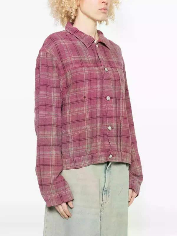 R13 Plaid Button-down Shirt Jacket - Pink