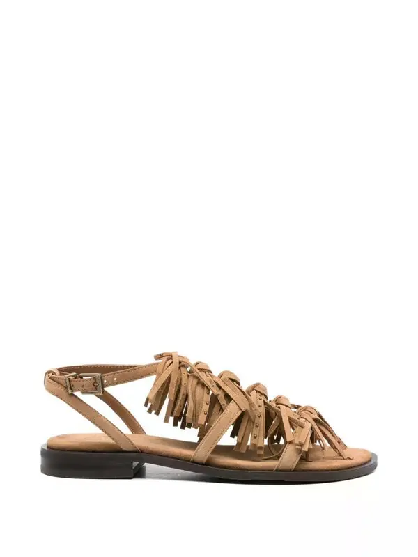 Ash Fringe-detailed Suede Flat Sandals - Neutrals