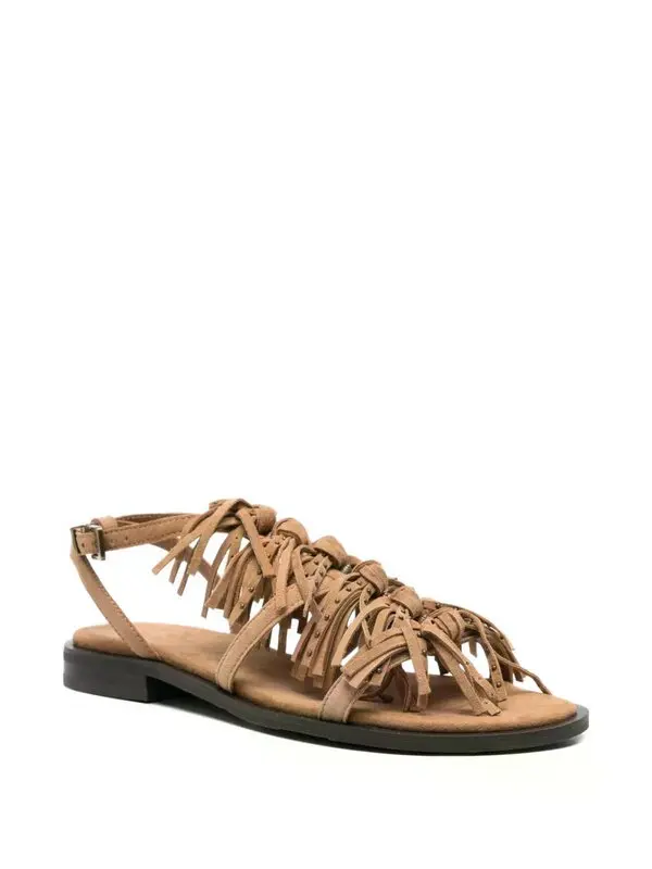 Ash Fringe-detailed Suede Flat Sandals - Neutrals